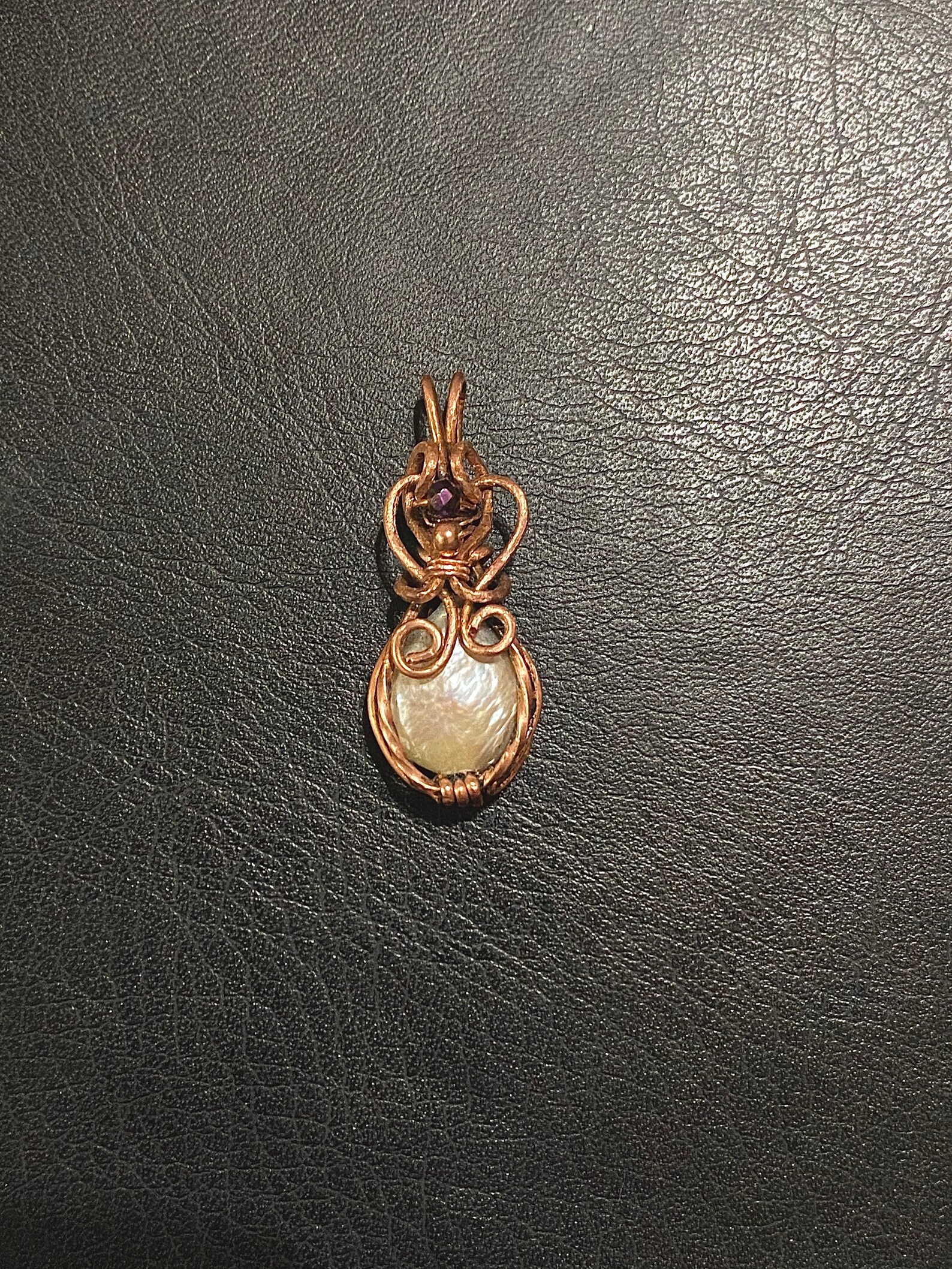 Copper Wire Wrapped, Freshwater Pearl Pendant, Freshwater Coin Pearl ...