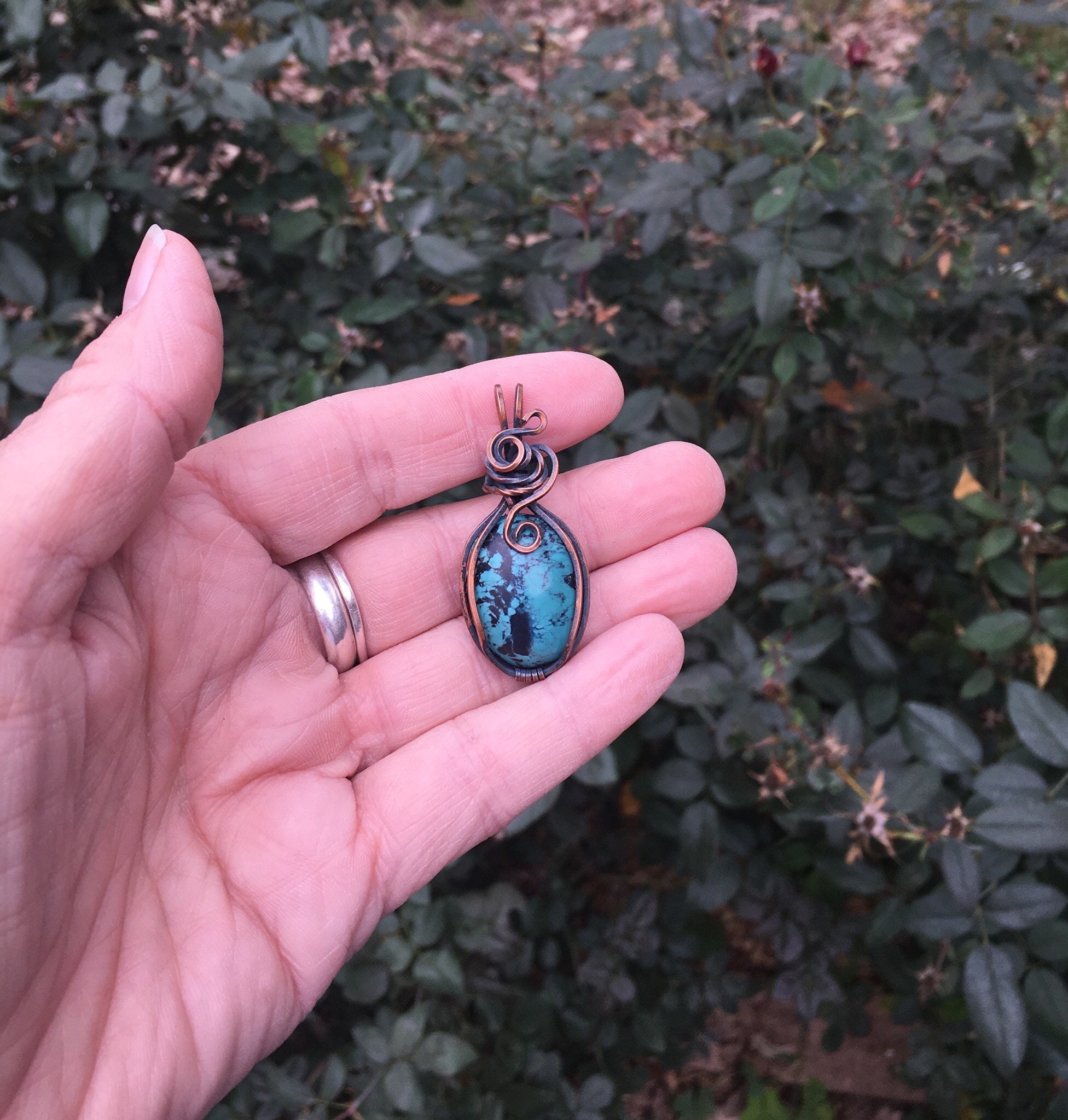 Copper Wire Wrapped Turquoise Pendant Wire Wrapped Turquoise - Etsy