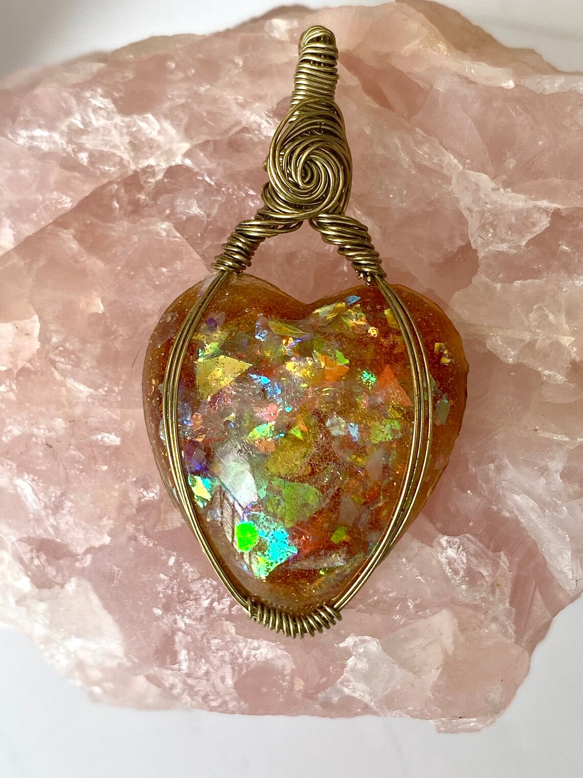 Wire Wrapped Handcrafted Heart Pendant, Brass Wire Wrapped, Heart ...