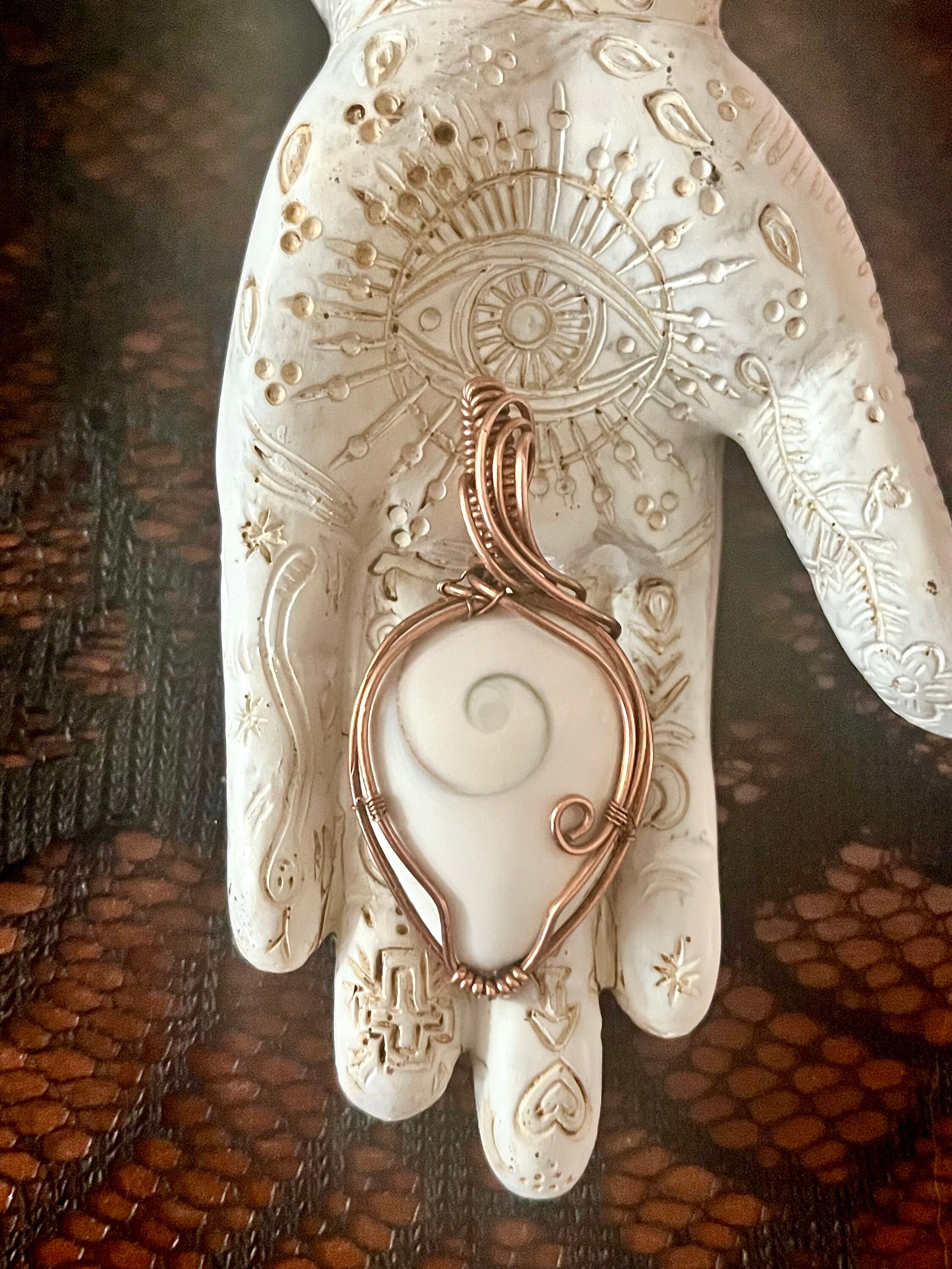 Natural Shiva Eye Shell , Shiva Eye Pendant Copper Wire Wrapped Pendant ...