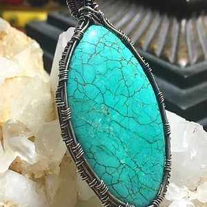 Wire Wrapped Pendants, Silver Wire Wrapped, Oxidized Silver, Turquoise ...