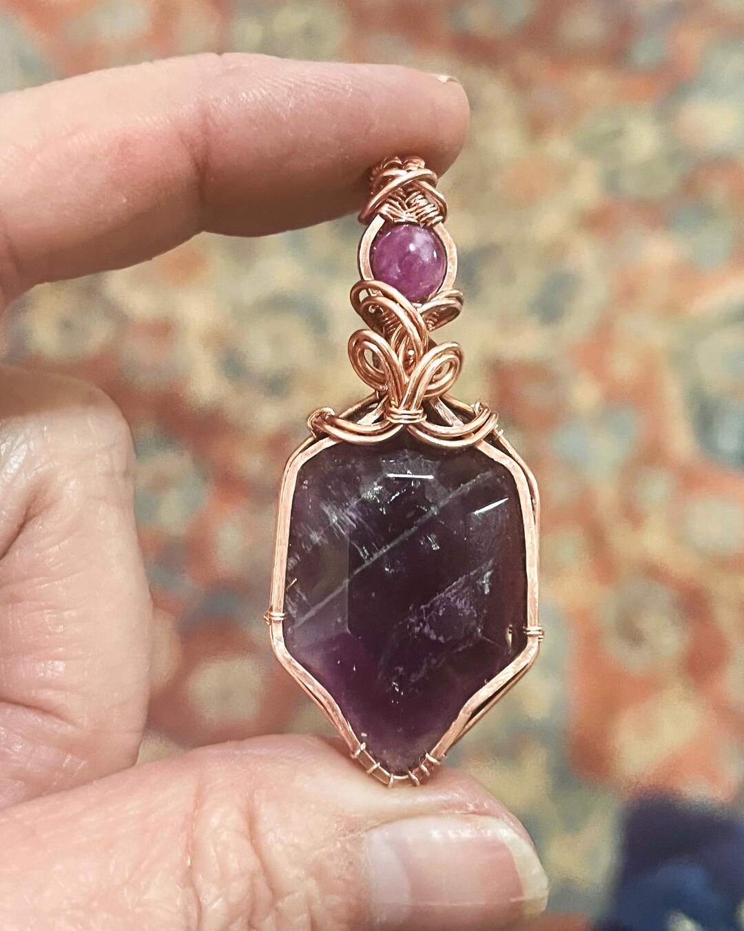 Natural Amethyst Natural Lepidolite Pendant Lepidolite Copper Wire ...