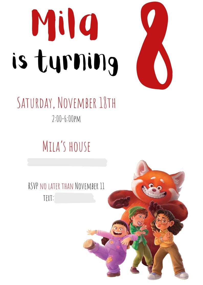 Turning Red Inspired Birthday Invitation - Etsy