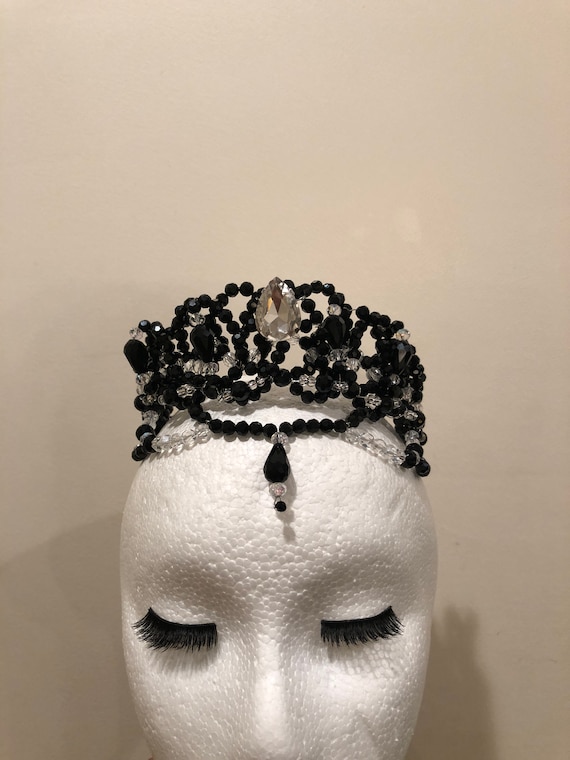 Black Tiara with crystals | Etsy
