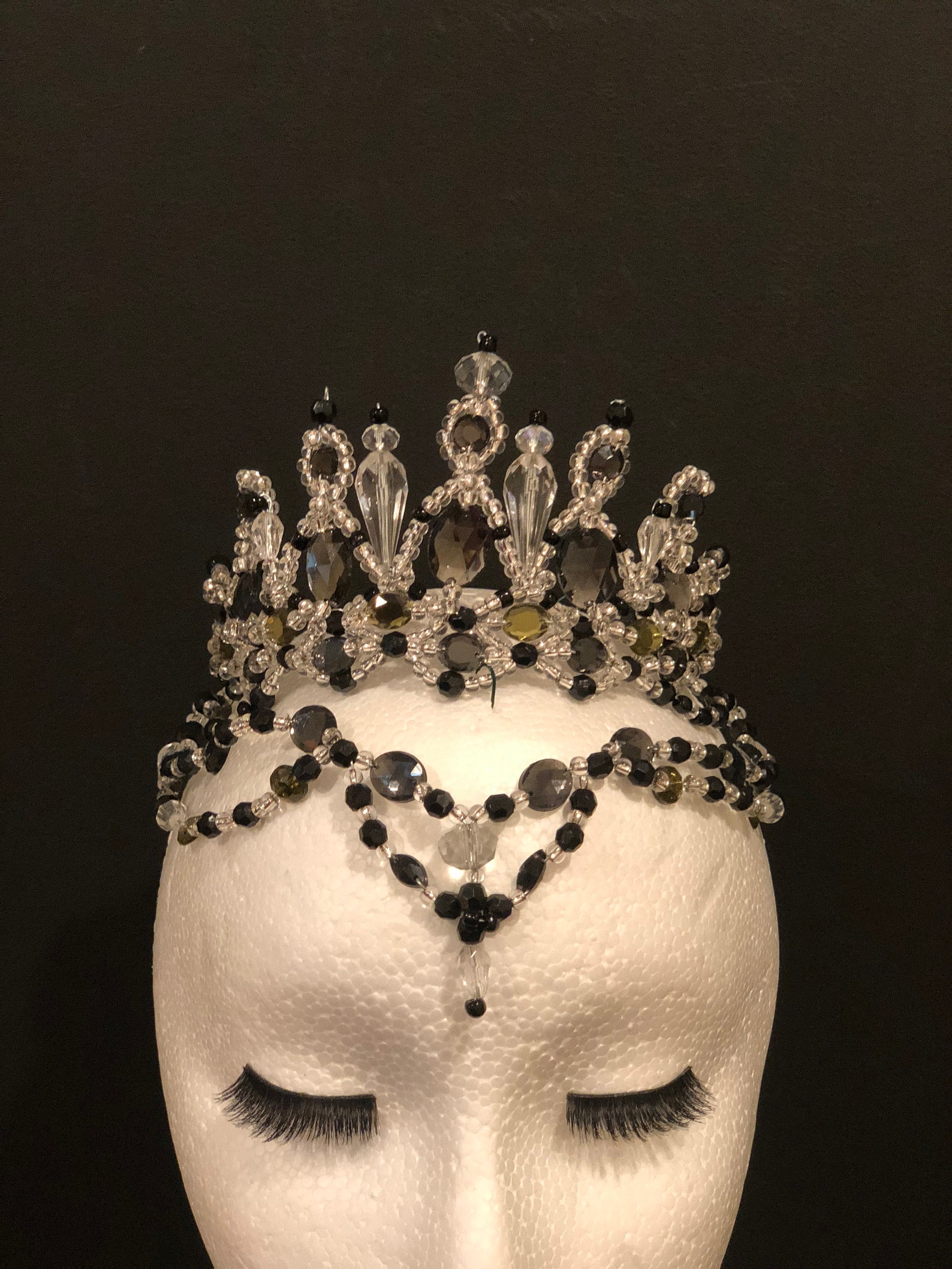 Tiara With Black Beads and Crystals , Black Swan - Etsy