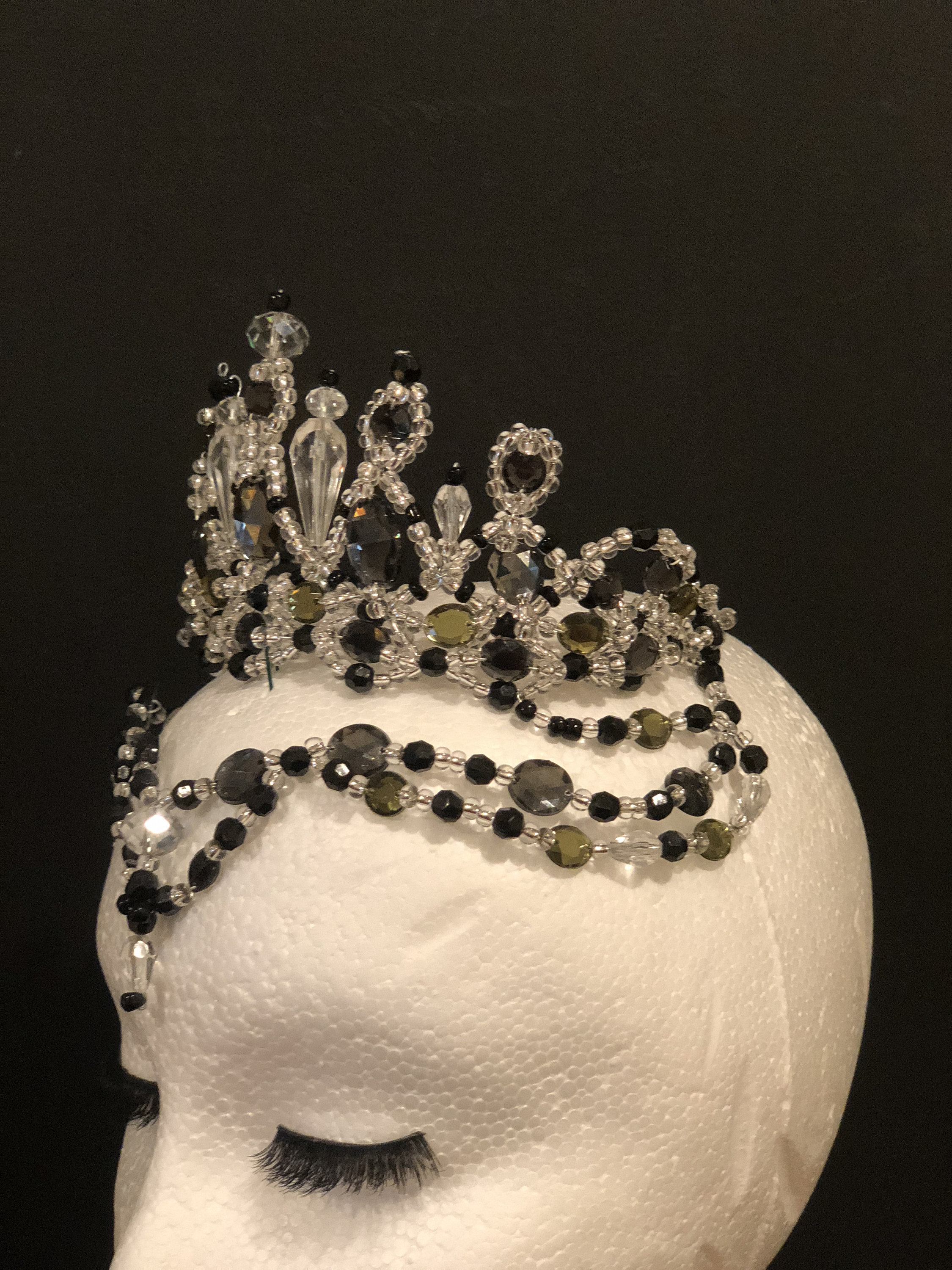 Tiara With Black Beads and Crystals , Black Swan - Etsy
