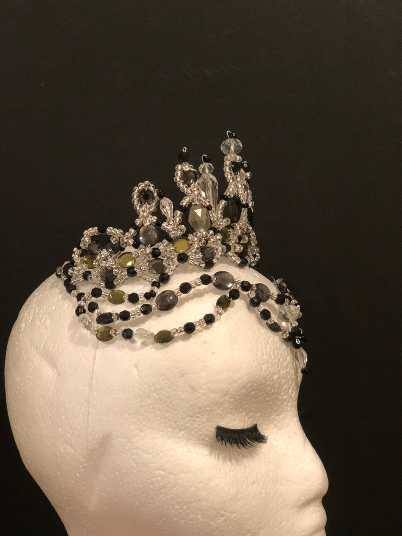 Tiara With Black Beads and Crystals , Black Swan - Etsy