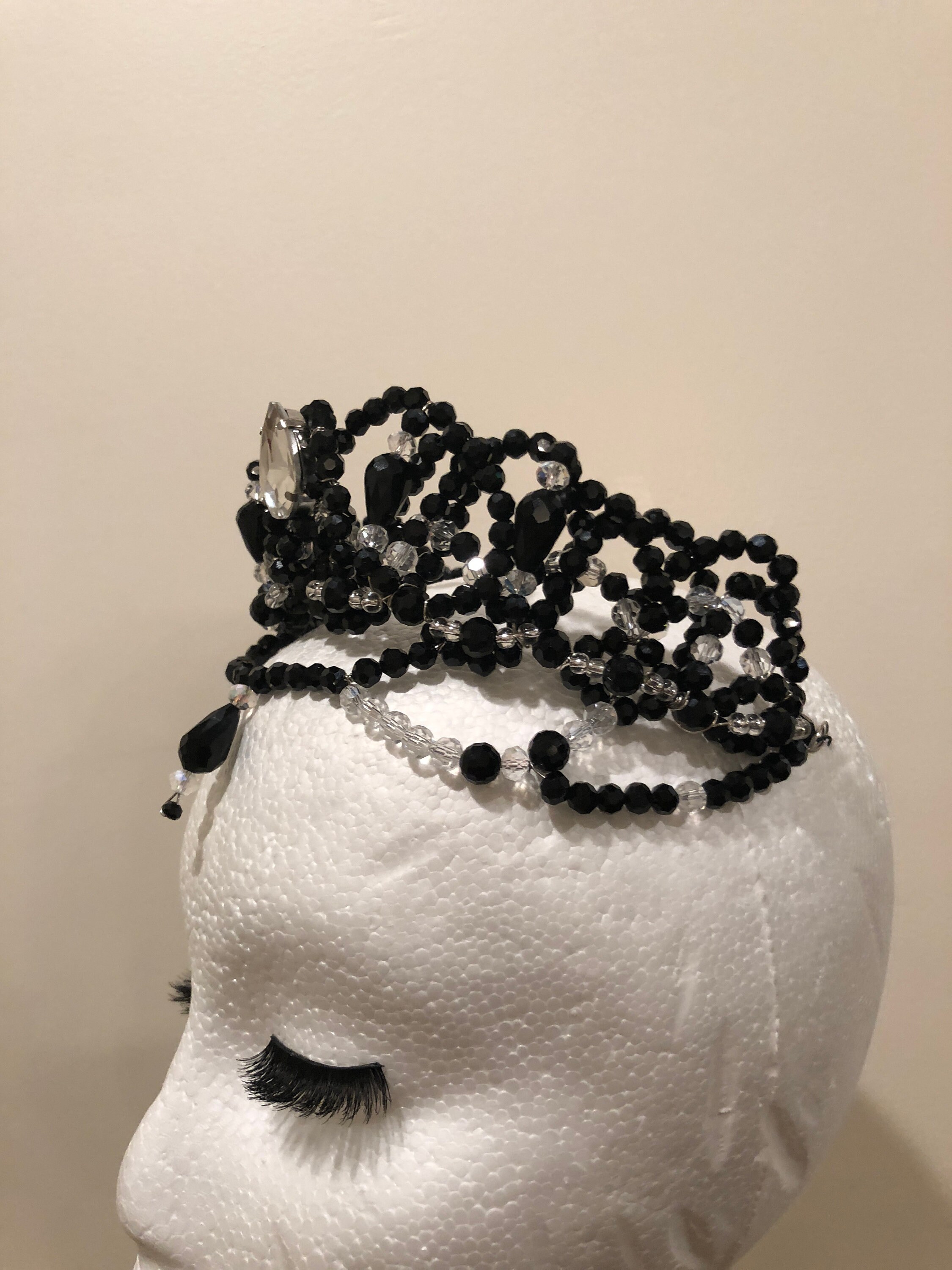 Black Tiara With Crystals - Etsy