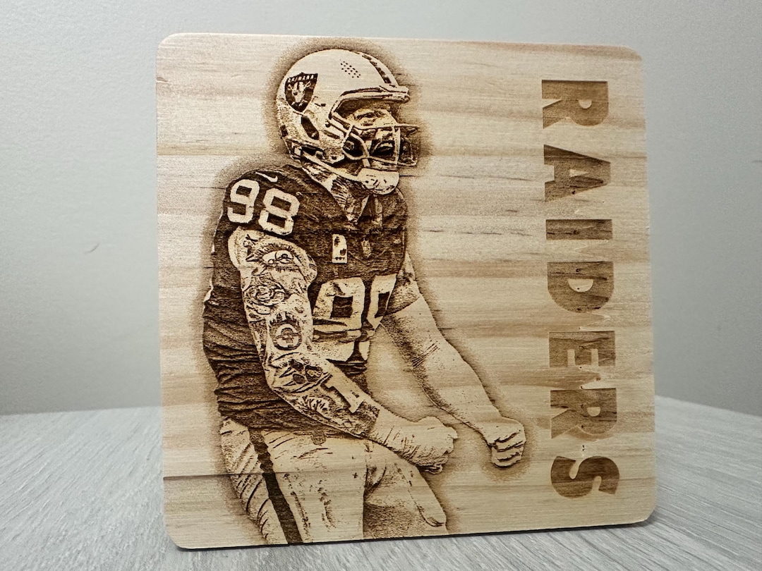 Max Crosby Raiders #98 Laser Engraved Wood Coaster - Etsy
