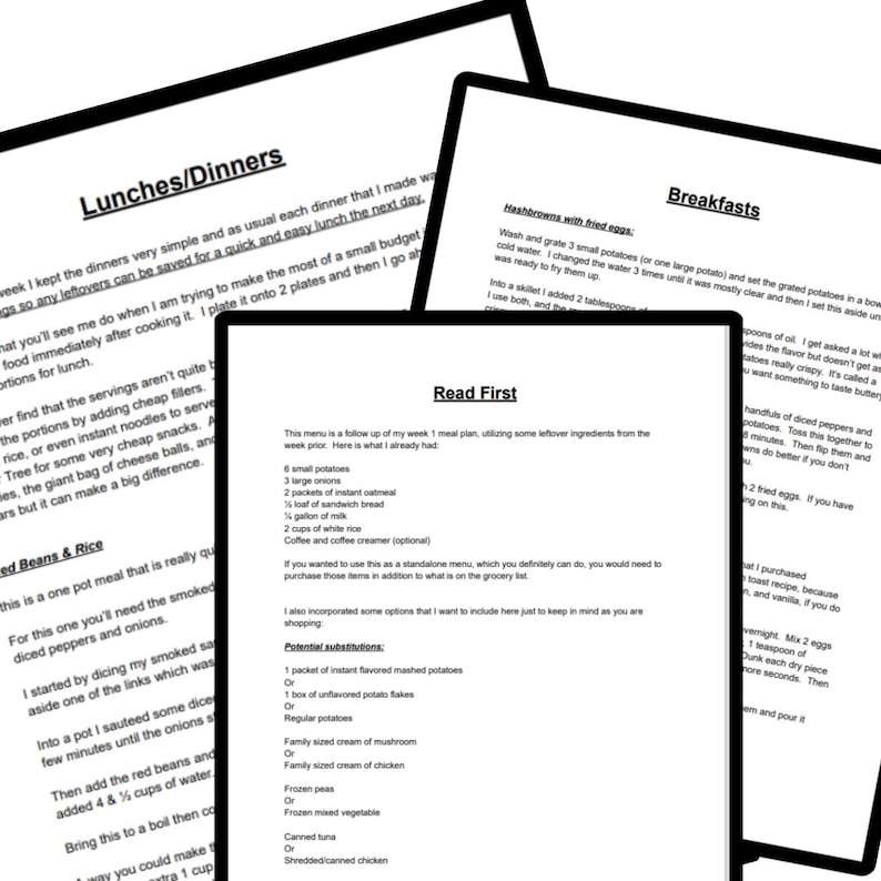 Complete Printable Budget Meal Plan - How to Eat for 50 a Week (week 2 ...