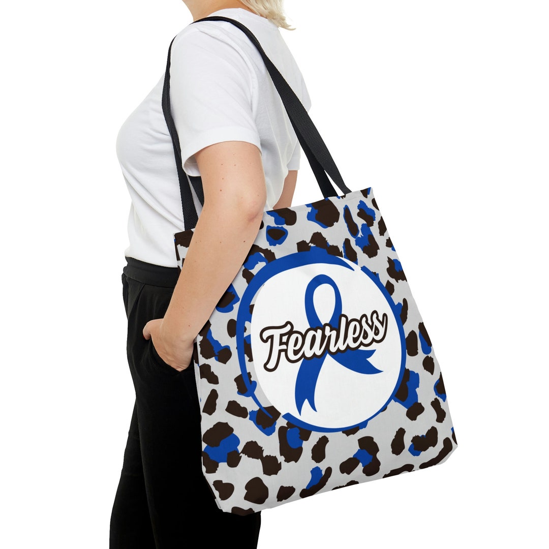 Blue Cancer Ribbon Large Tote Bag, Colon Cancer Awareness Tote Bag ...