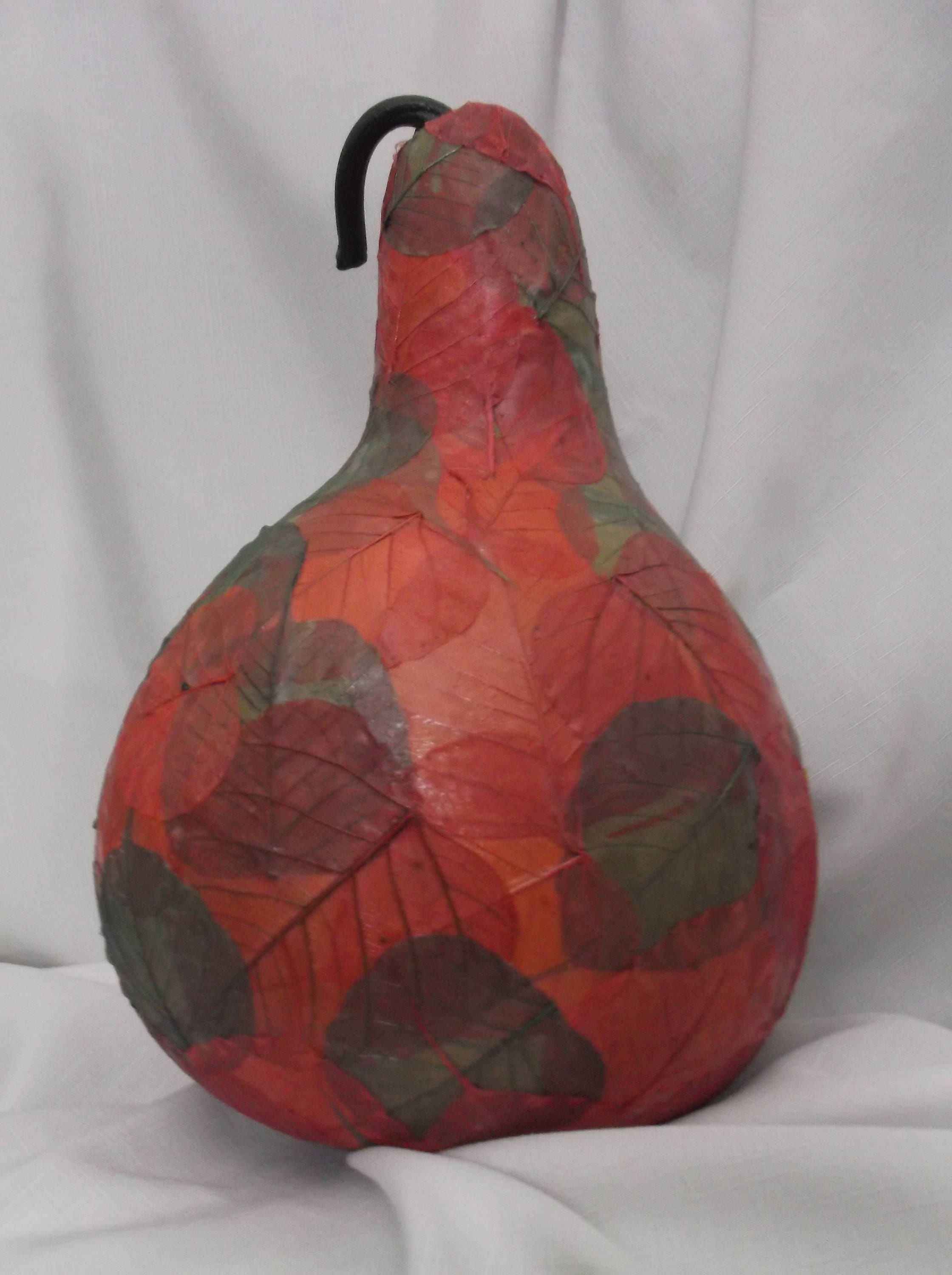 Gourd Art, Decorative Gourd, Fall Gourd, Leaf Design Gourd, Embellished ...