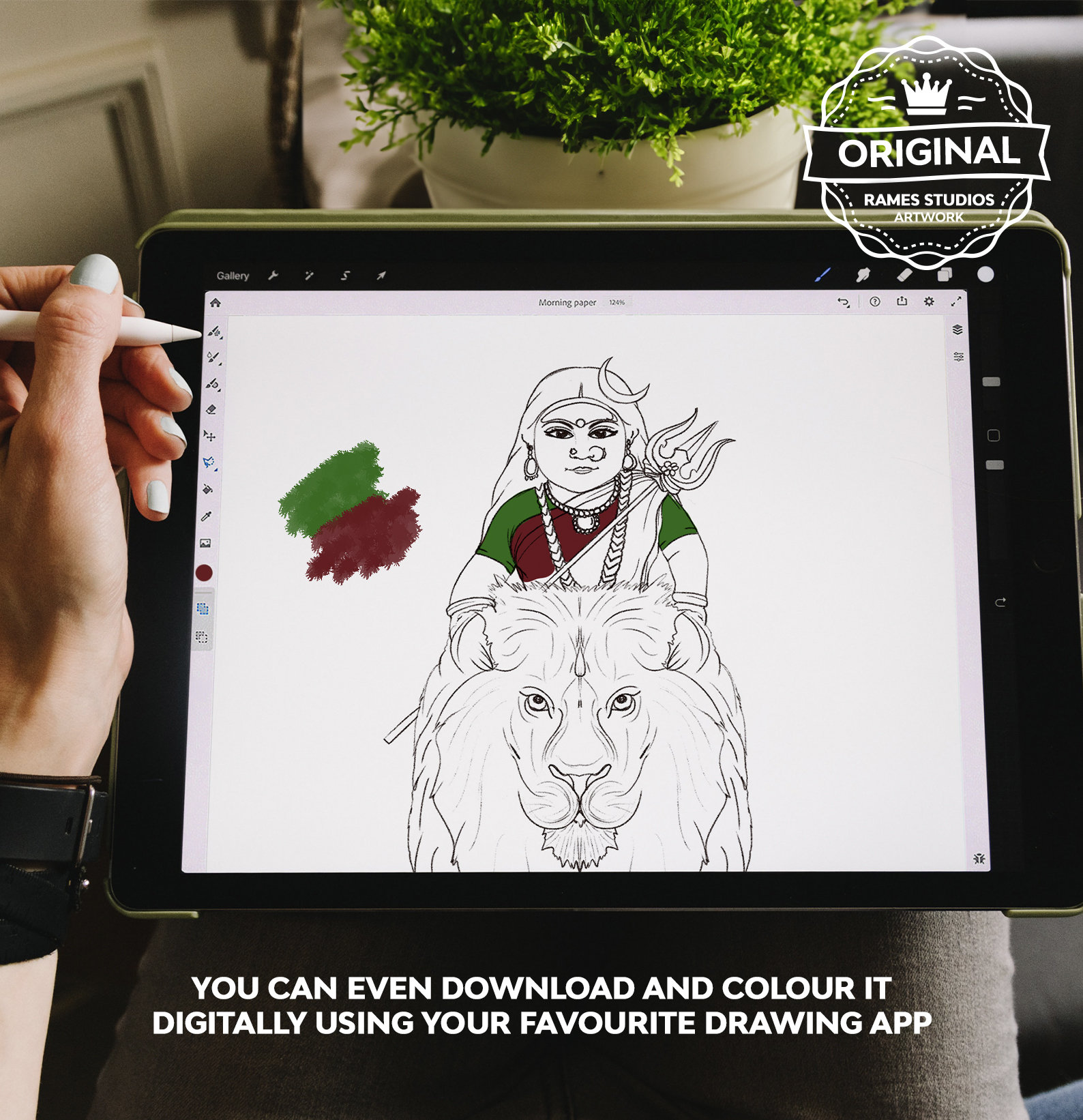 9 Printable Colouring Pages Featuring Goddess Durga | Digital Download ...