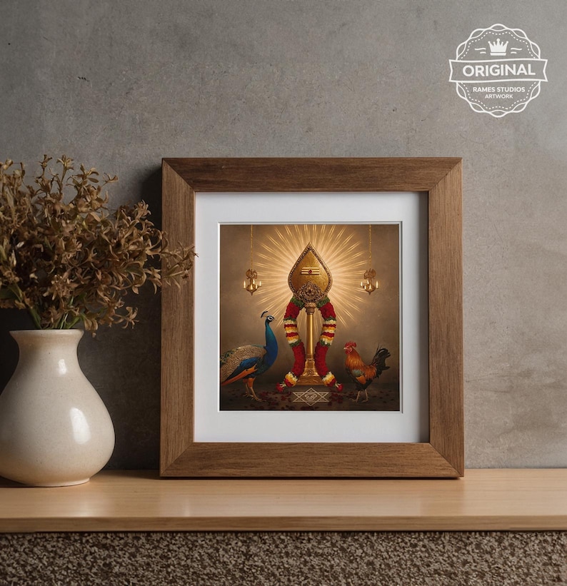 Vel Murugan With Peacock and Rooster - Printable Hindu Deities Print ...