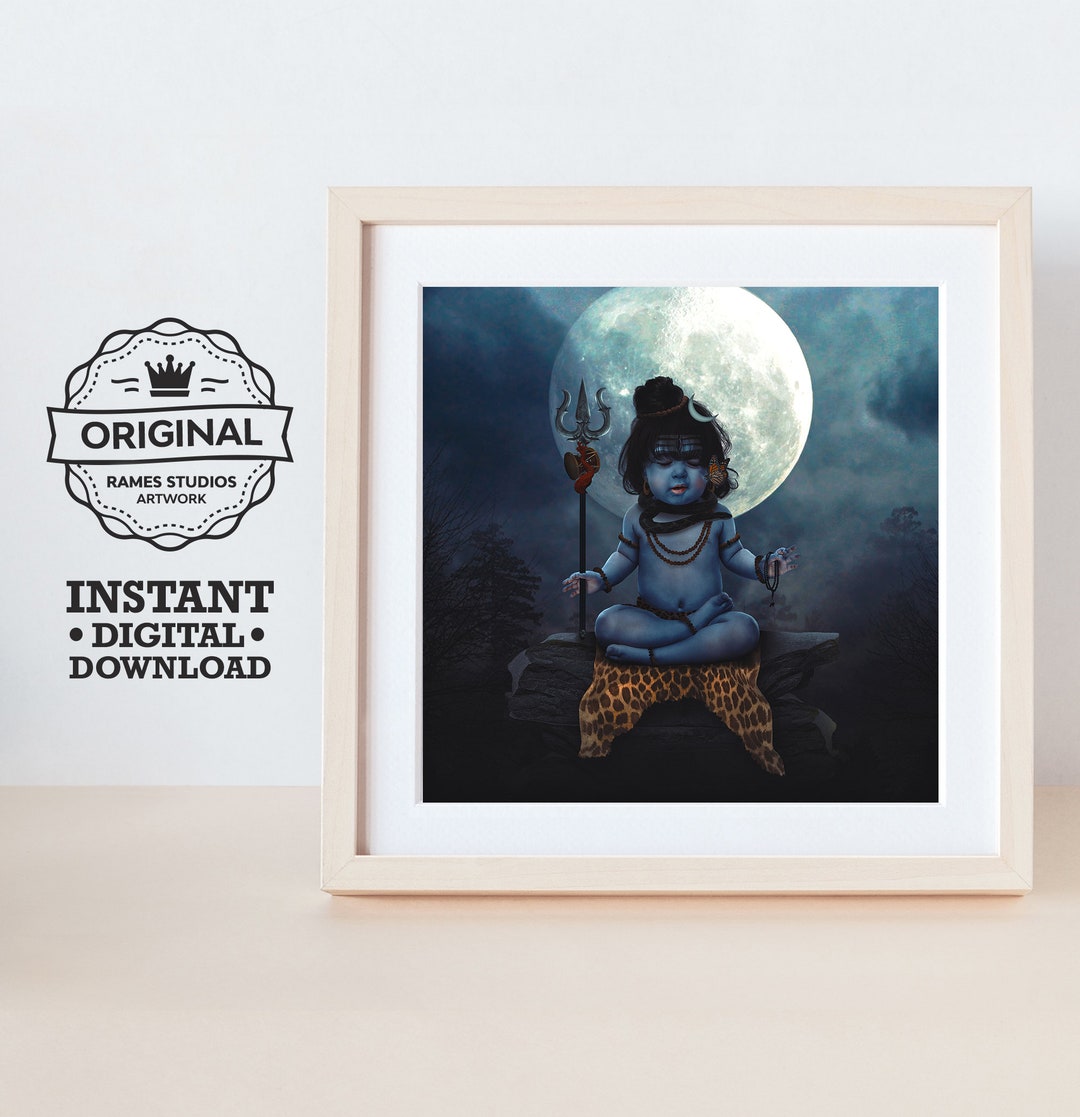 Lord Shiva During Full Moon - Printable Hindu Deities Print, Digital ...