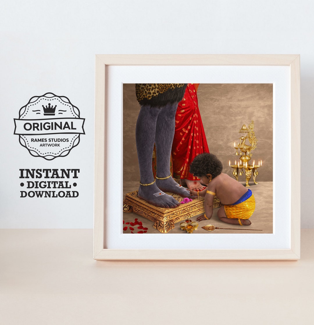 Murugan Performing Patha Puja - Printable Hindu Deities Print, Digital ...