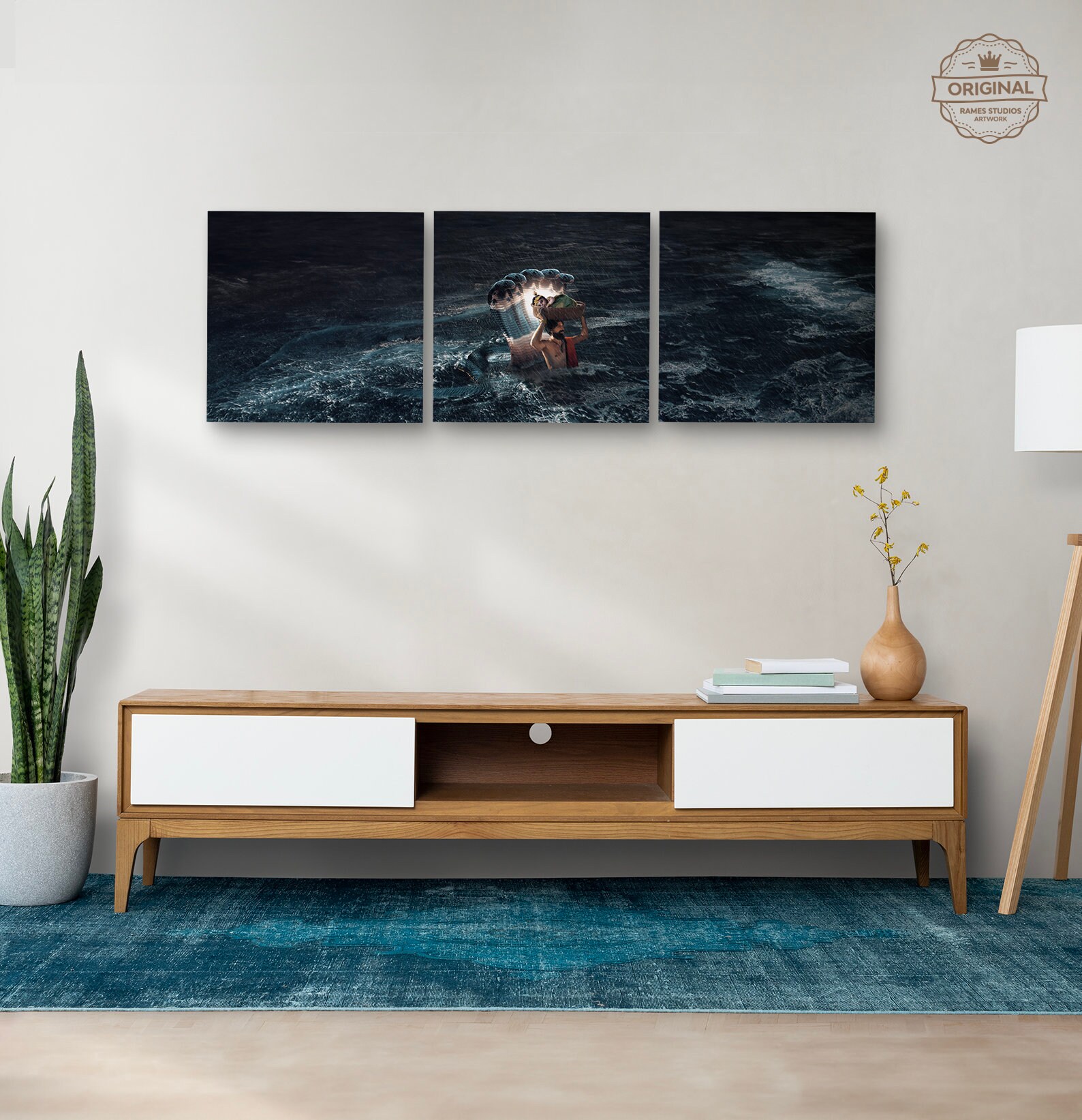 Lord Krishna and the Serpent Panoramic Series, Printable Hindu Deities ...
