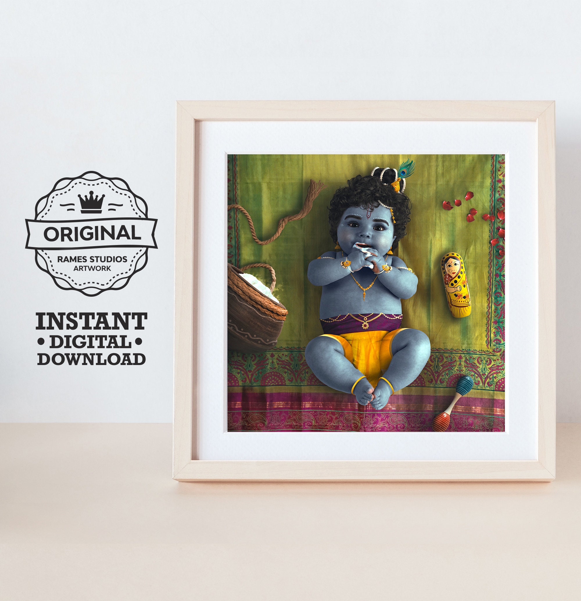 Cute Little Krishna - Printable Hindu Deities Print, Digital Download ...