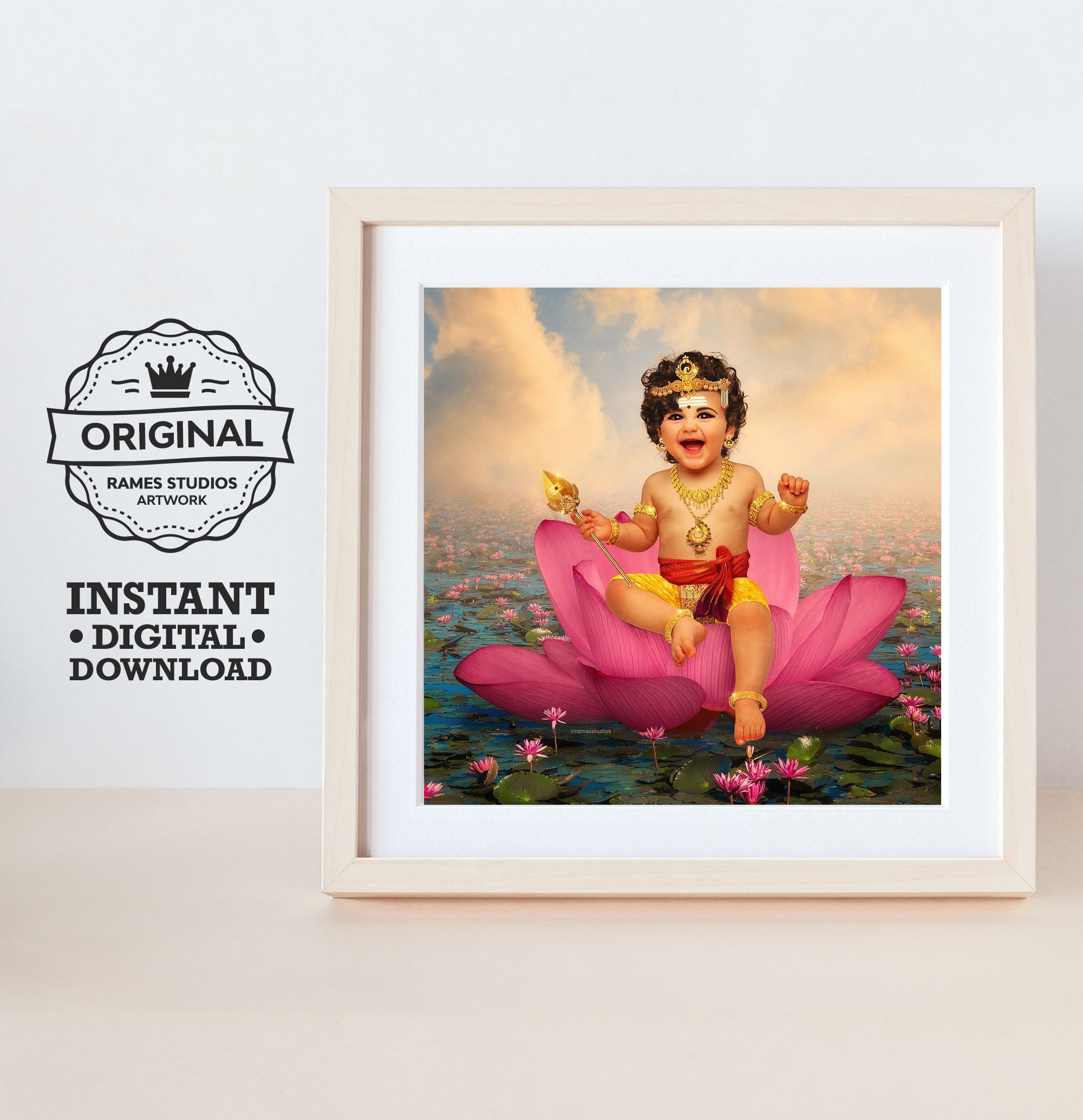 Lord Murugan Sitting on a Beautiful Lotus Flower - Printable Hindu ...
