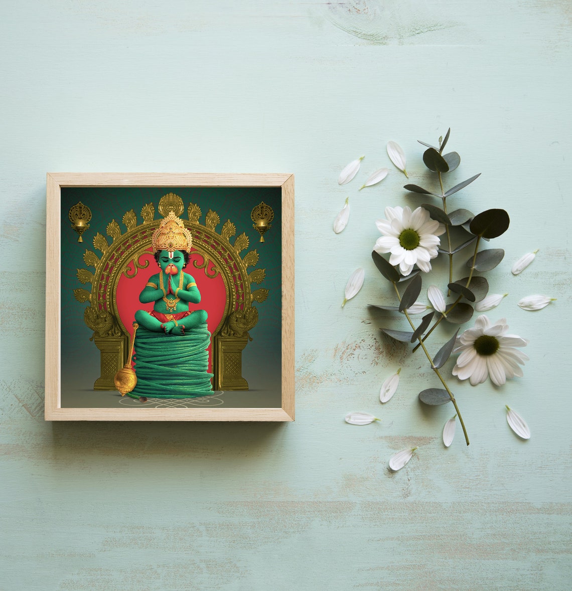 Lord Hanuman Sitting on His Own Tail - Printable Hindu Deities Print ...