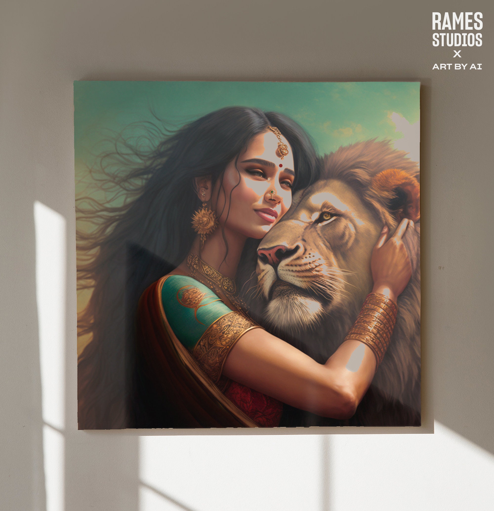 Hindu Goddess Parvati With Lion