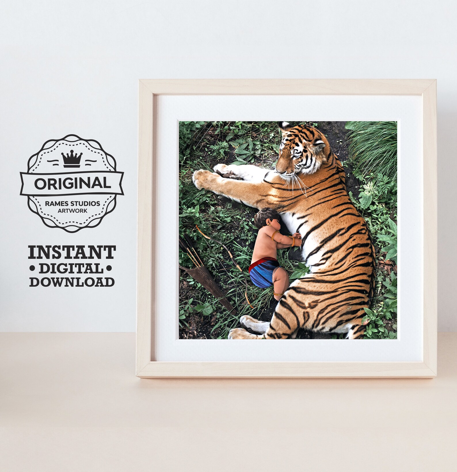 Lord Ayyappa and the Tiger - Printable Hindu Deities Print, Digital ...