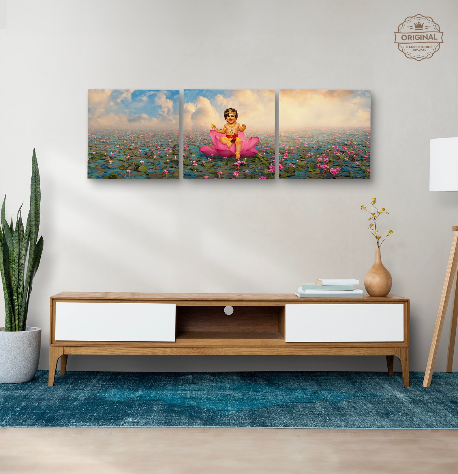 Lord Murugan on Lotus - Panoramic Series, Printable Hindu Deities Print ...