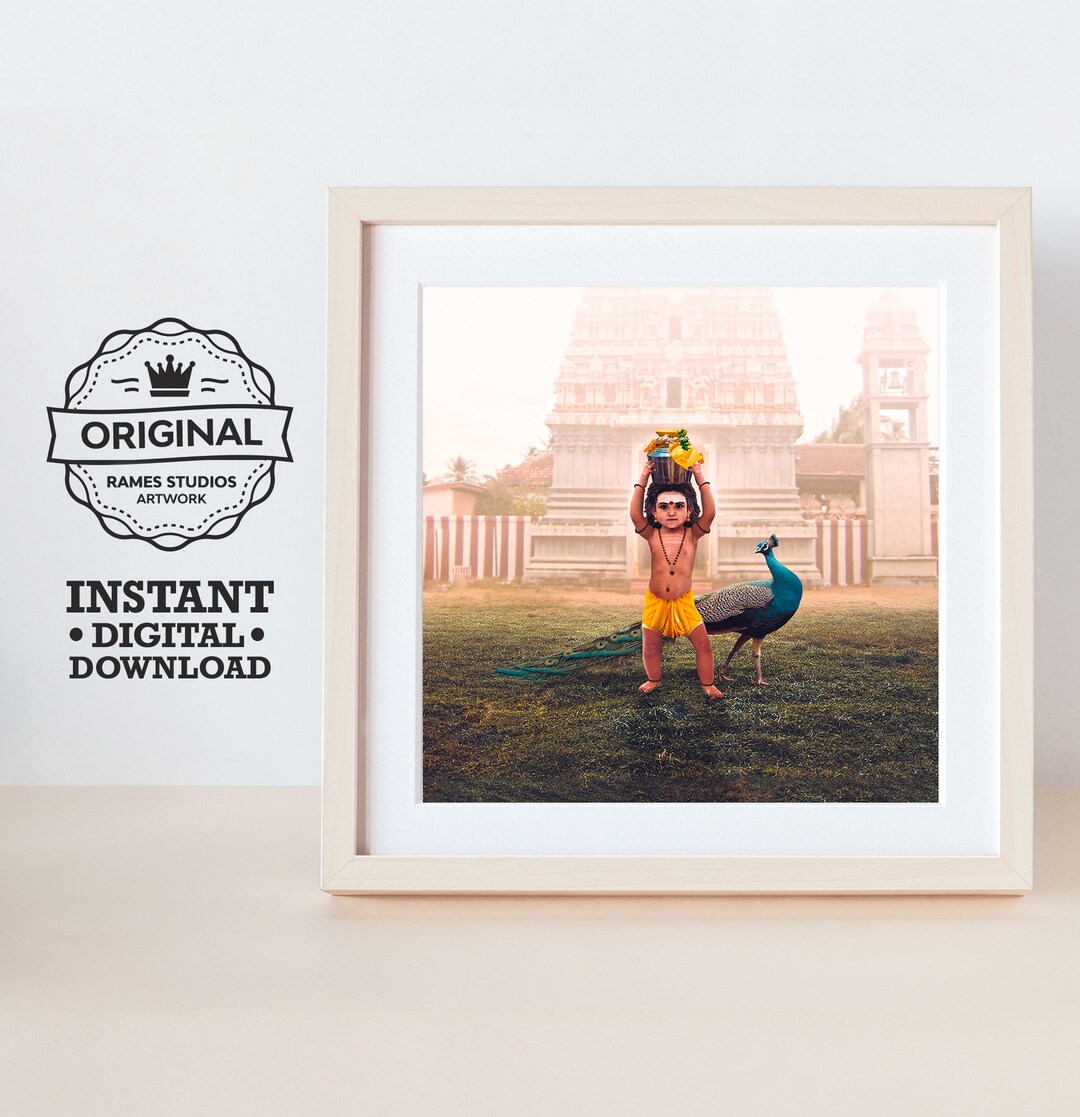 Murugan Taking Paal Kudam - Printable Hindu Deities Print, Digital ...