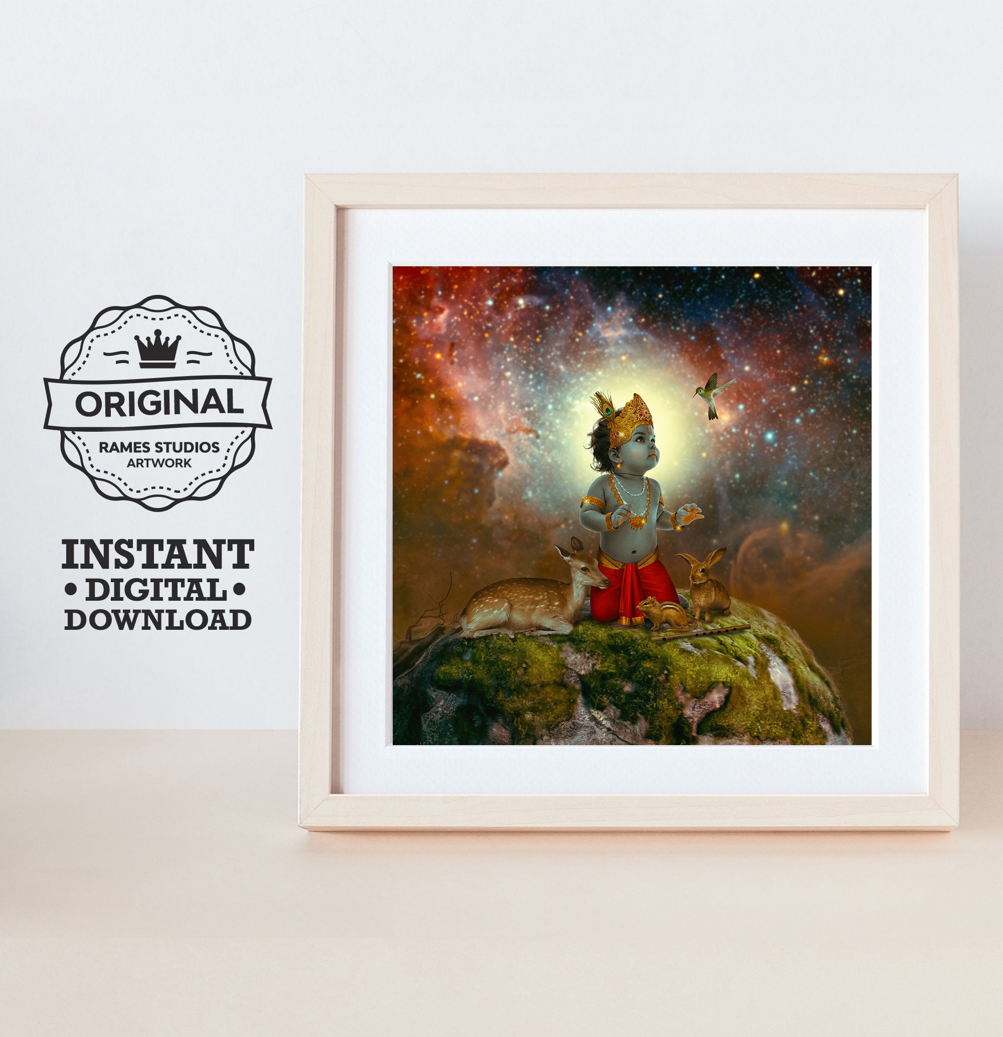 Lord Krishna and the Universe - Printable Hindu Deities Print, Digital ...