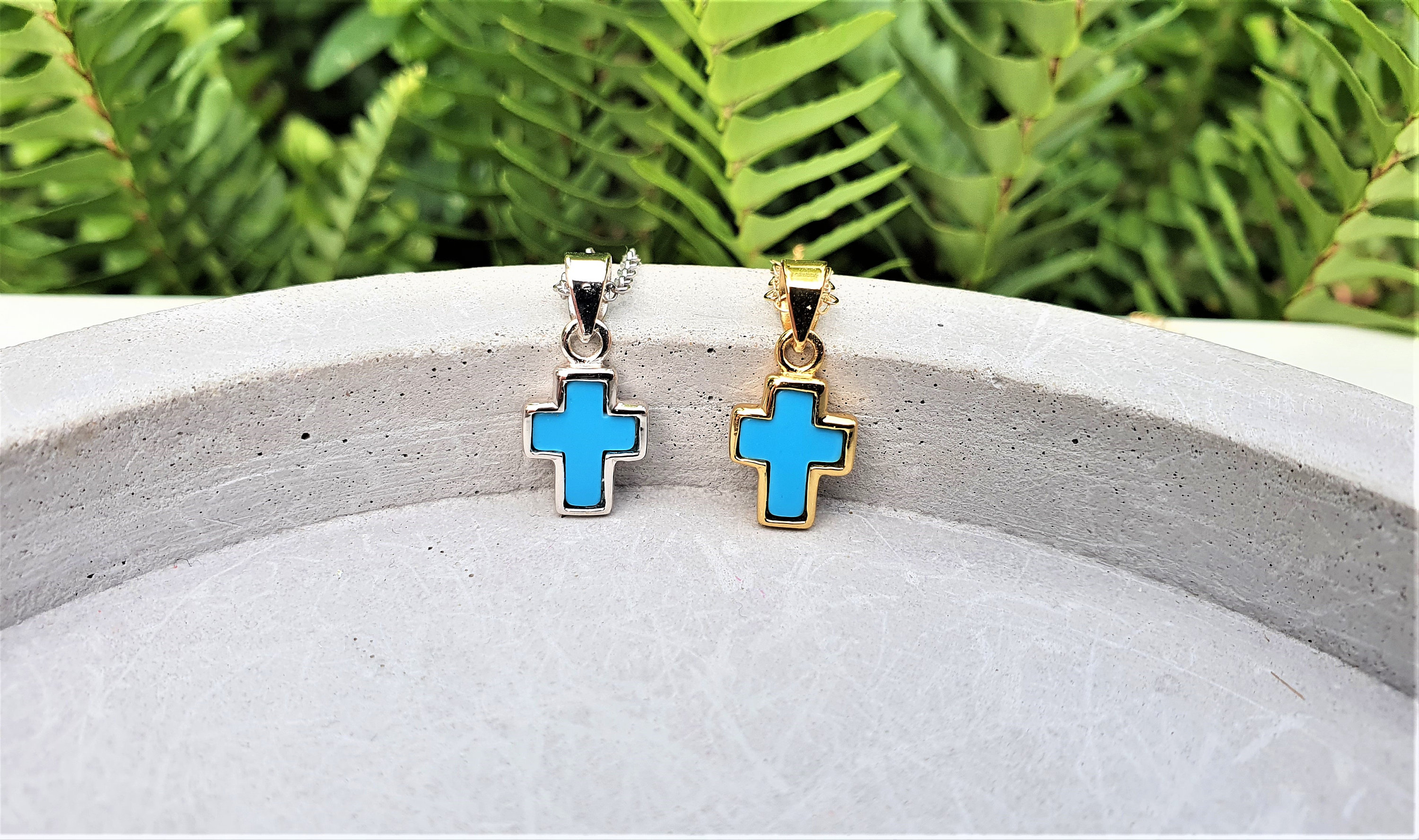 Blue Cross Necklace, 14k Gold Filled Chain, Vermeil Gold Cross ...