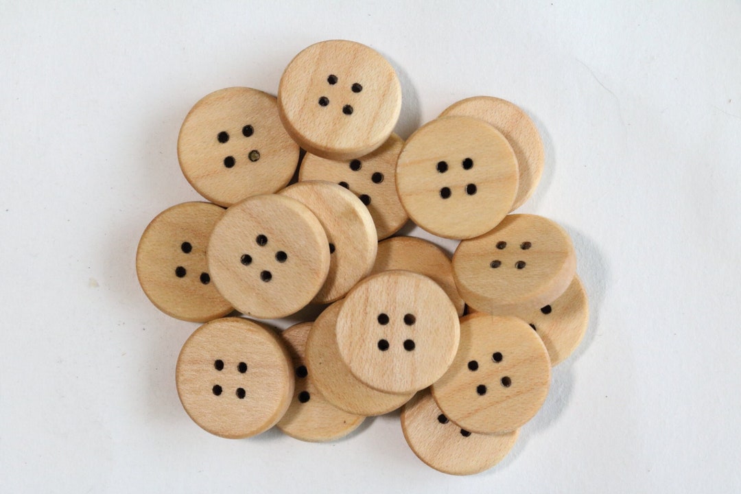 3/4 Inch Maple Hardwood Buttons, Mid Size Buttons, Buttons for Coats ...