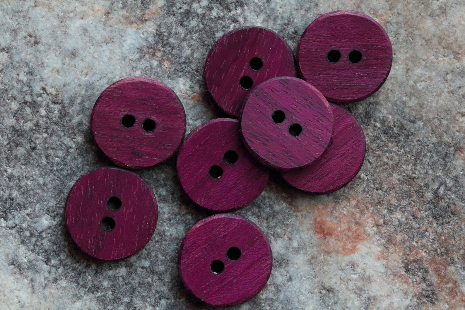 3/4 Inch Purpleheart Wood Buttons With Small Holes, Craft Buttons ...