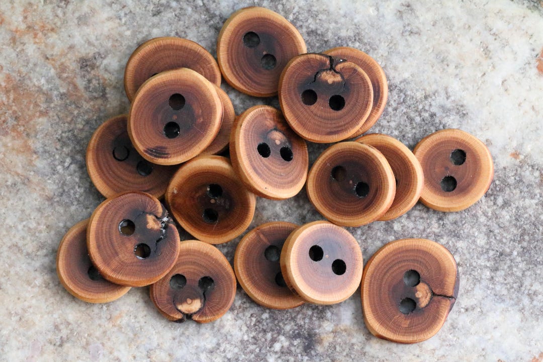 Live Edge Wooden Button From Russian Olive Wood , Custom Garment Button ...