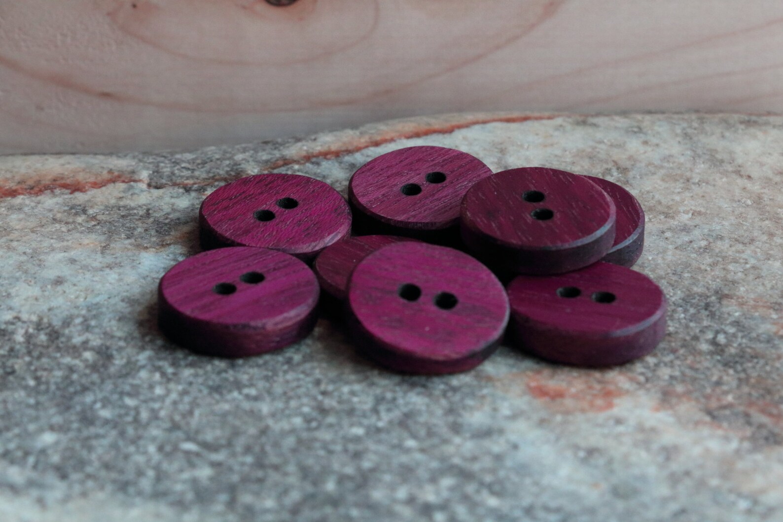 3/4 Inch Purpleheart Wood Buttons With Small Holes, Craft Buttons ...