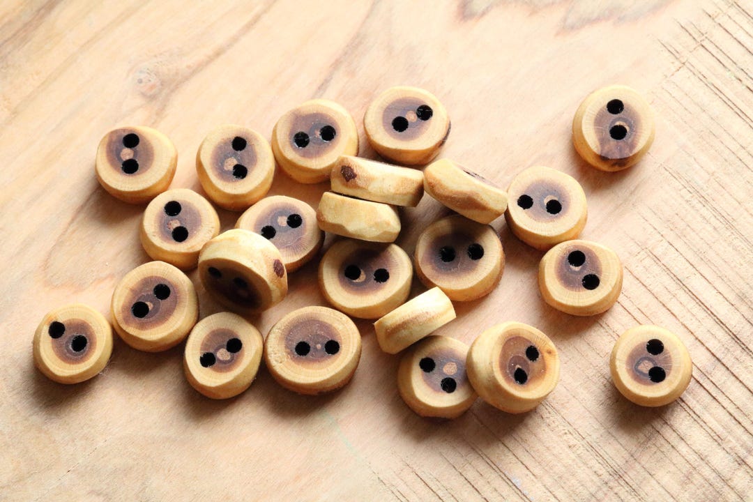Live Edge Wooden Button From Russian Olive Wood , Custom Garment Button ...