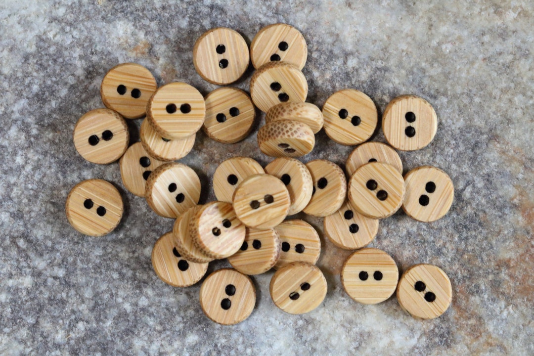 Tiny Bamboo Shirt Buttons, 9mm Classic Wooden Buttons, Dress Shirt ...