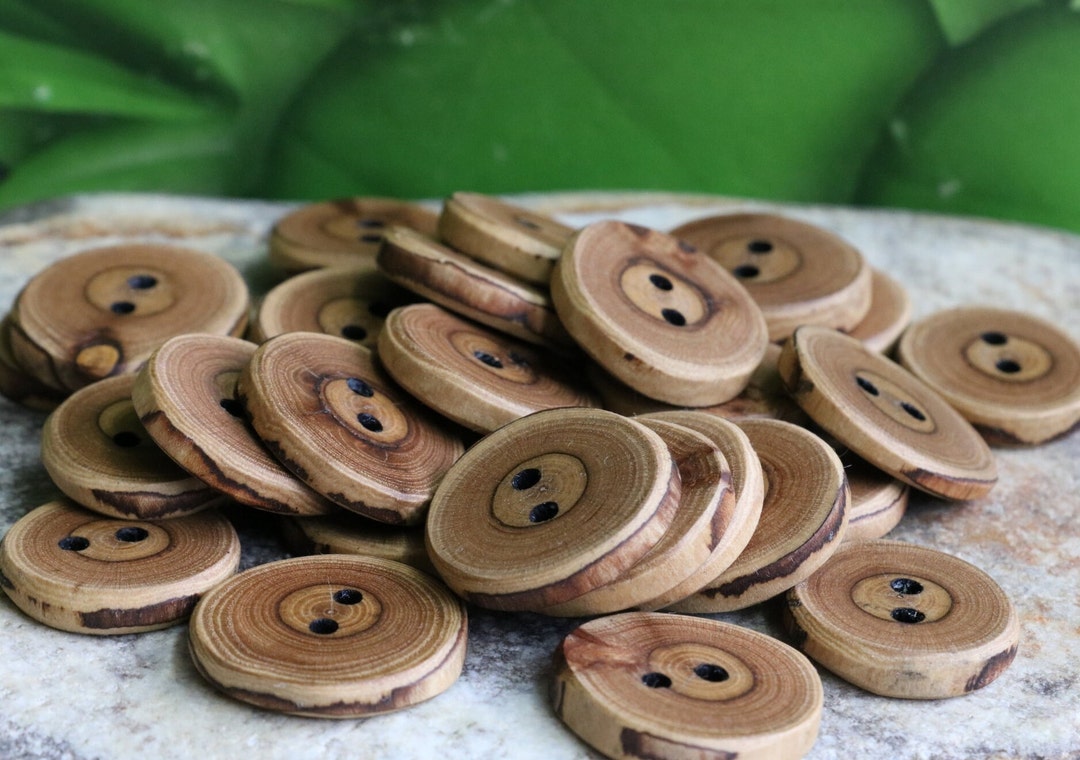Live Edge Wooden Button From Russian Olive Wood , Custom Garment Button ...