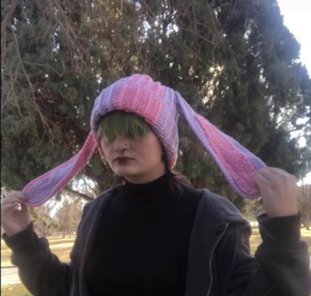 Cute Striped Bunny Ears Beanie - Etsy