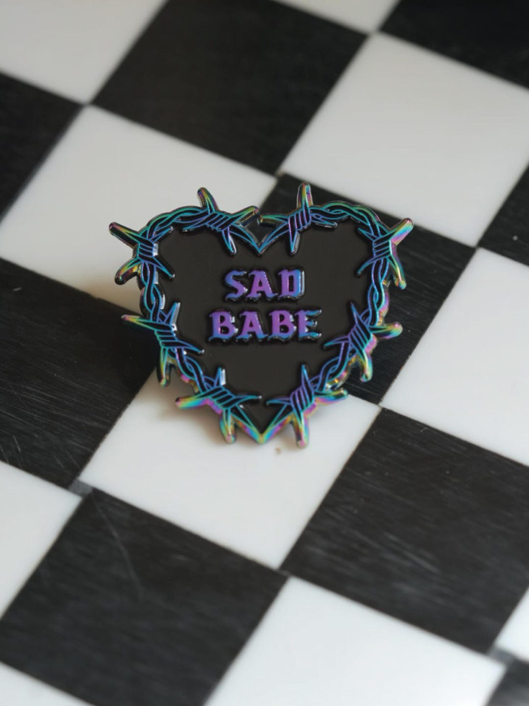 Sad Babe Barbed Wire Heart Pin- Rainbow Metal - Etsy