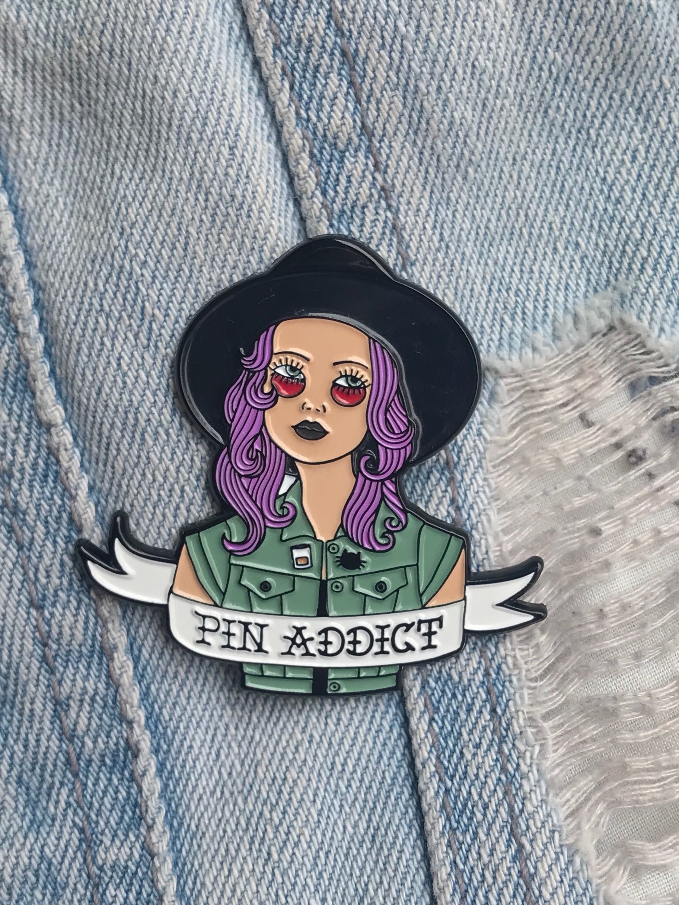 Pin Addict Lady- Enamel Pin - Etsy Canada