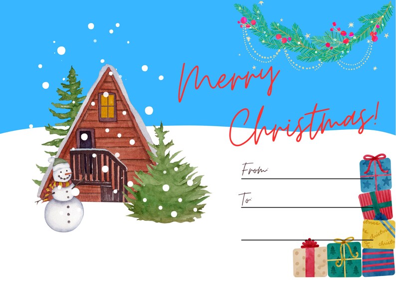 Merry Christmas Card DIGITAL Download Beautiful Printable Christmas ...