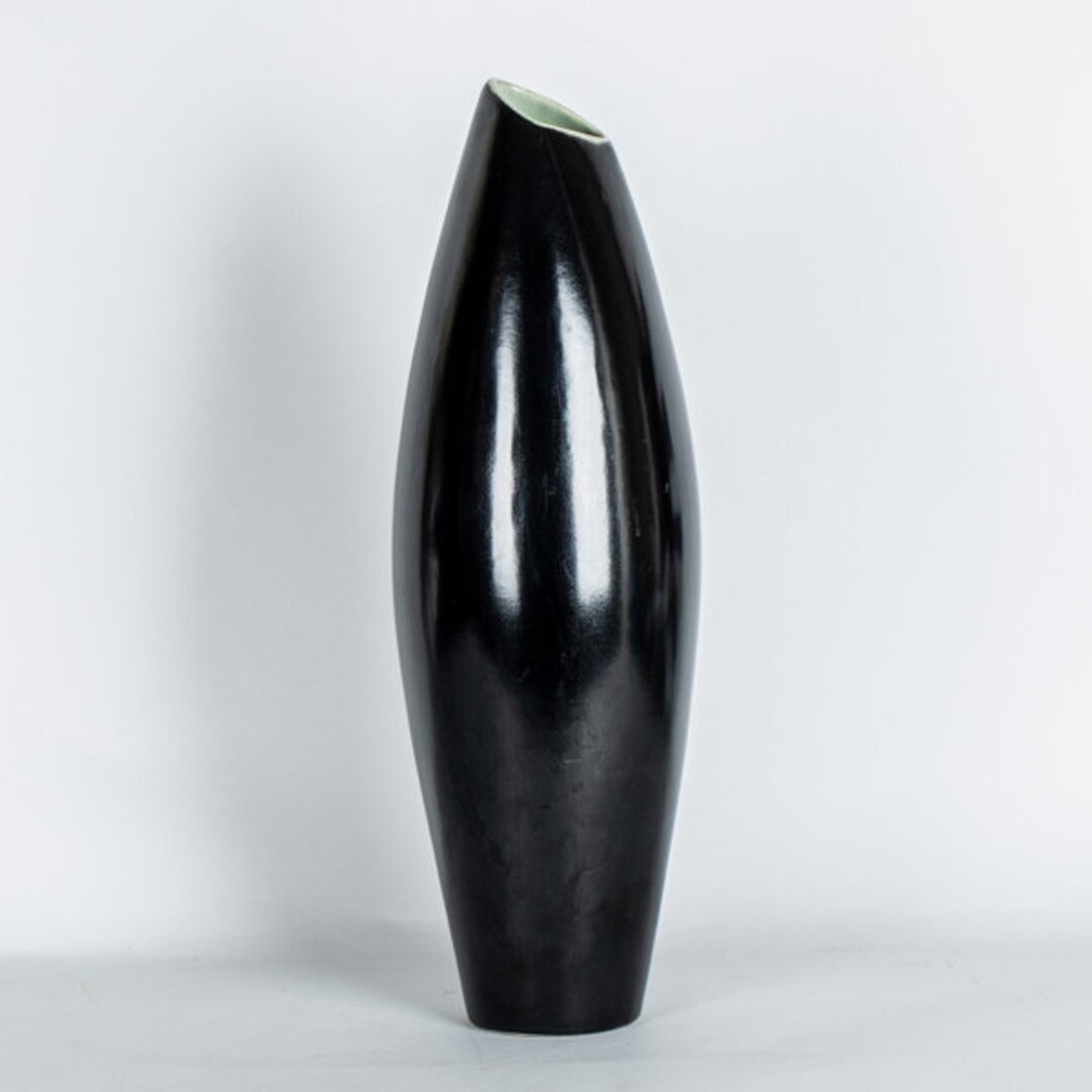 Marzi Remy Black Ceramic Floor Vase Mid Century Floor Vase - Etsy