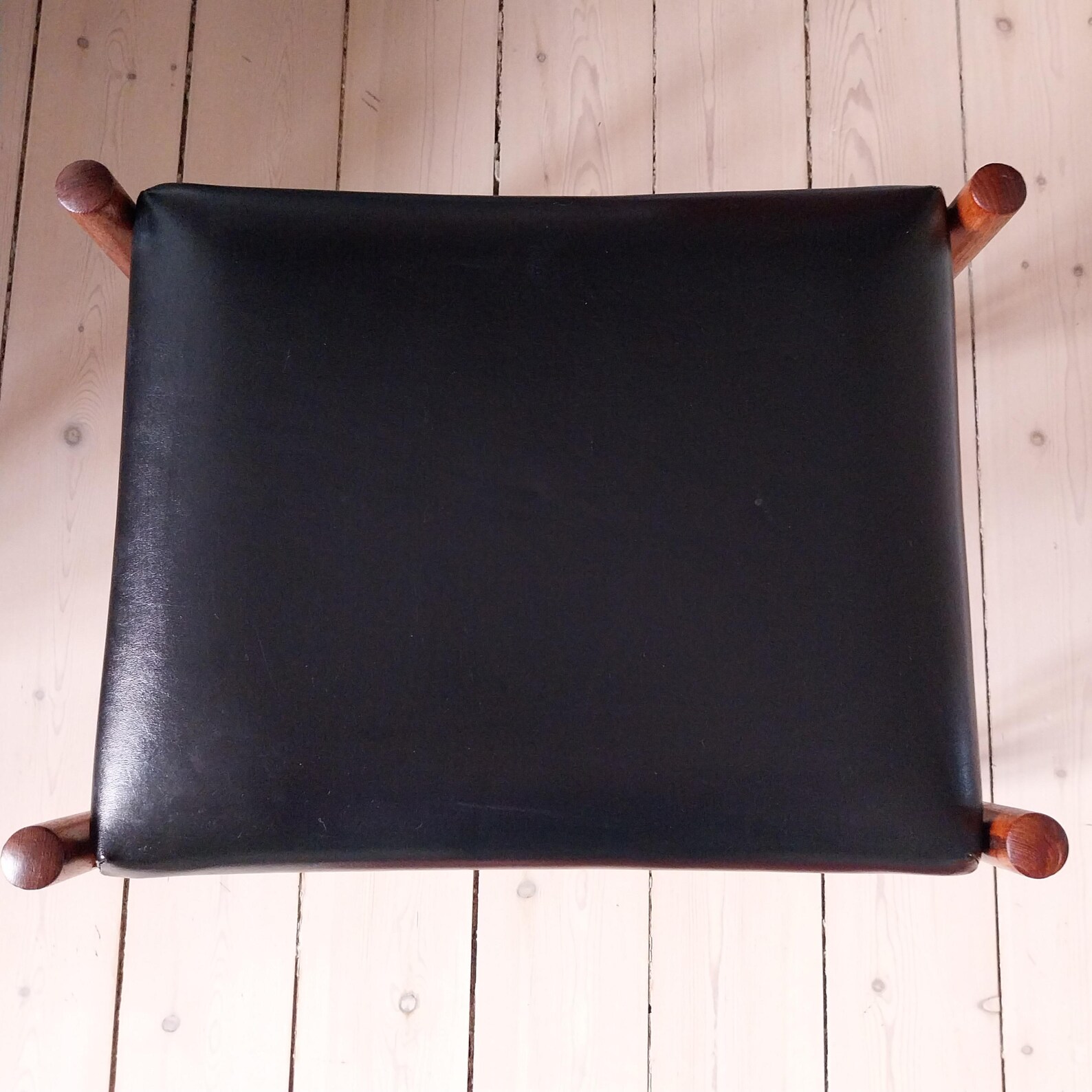 Danish Teak Ottoman Midcentury Ottoman Leather Vintage Footstool ...