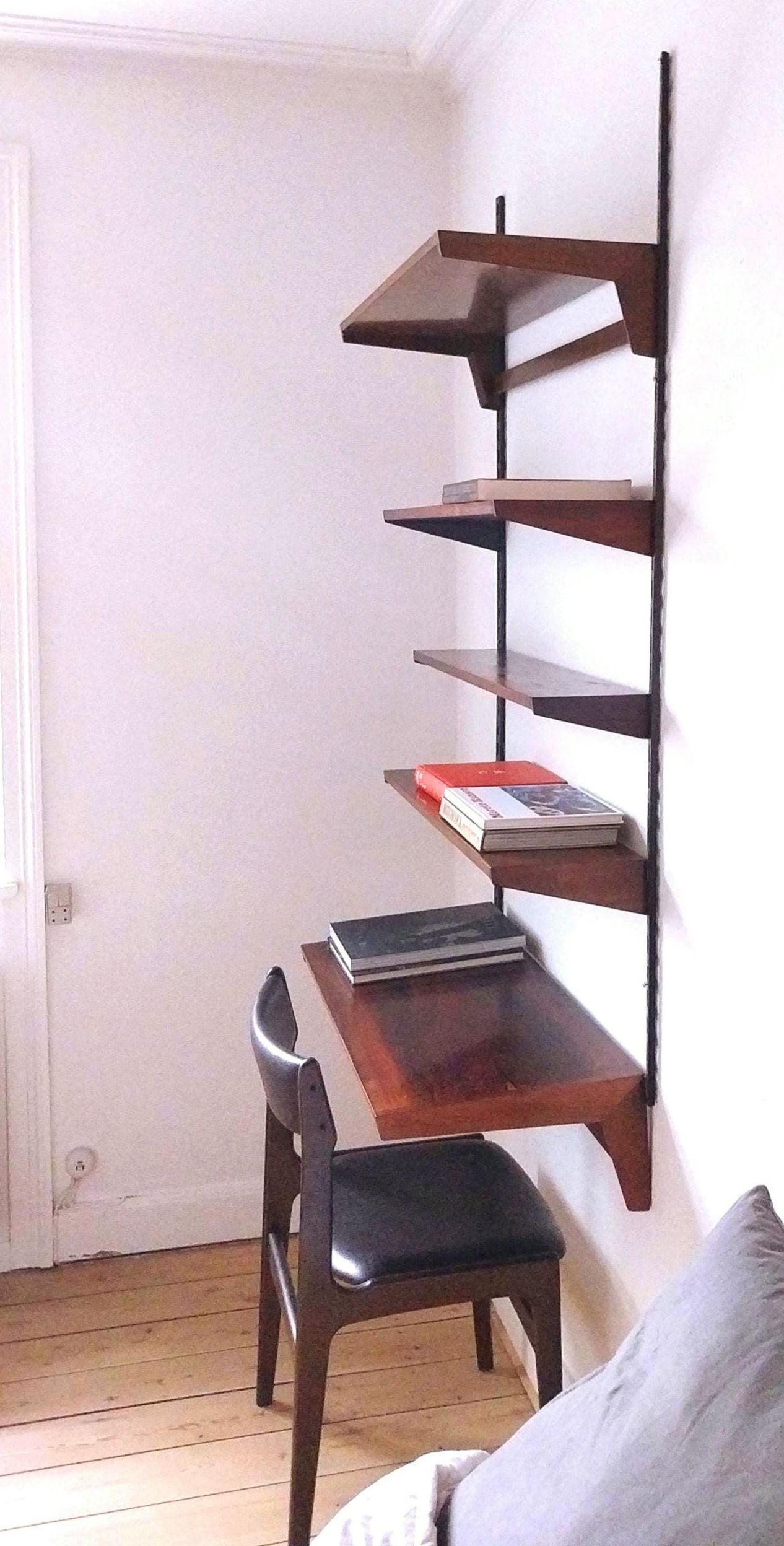 Danish Rosewood Shelving Unit With Desk Mid Century Modern Wall Shelf ...