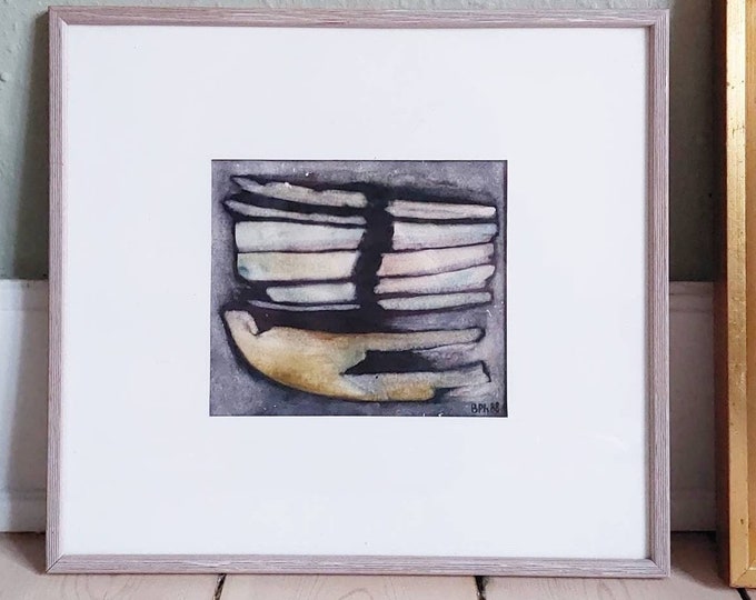 Abstract Watercolor Painting Vintage Passepartout Original Scandinavian ...