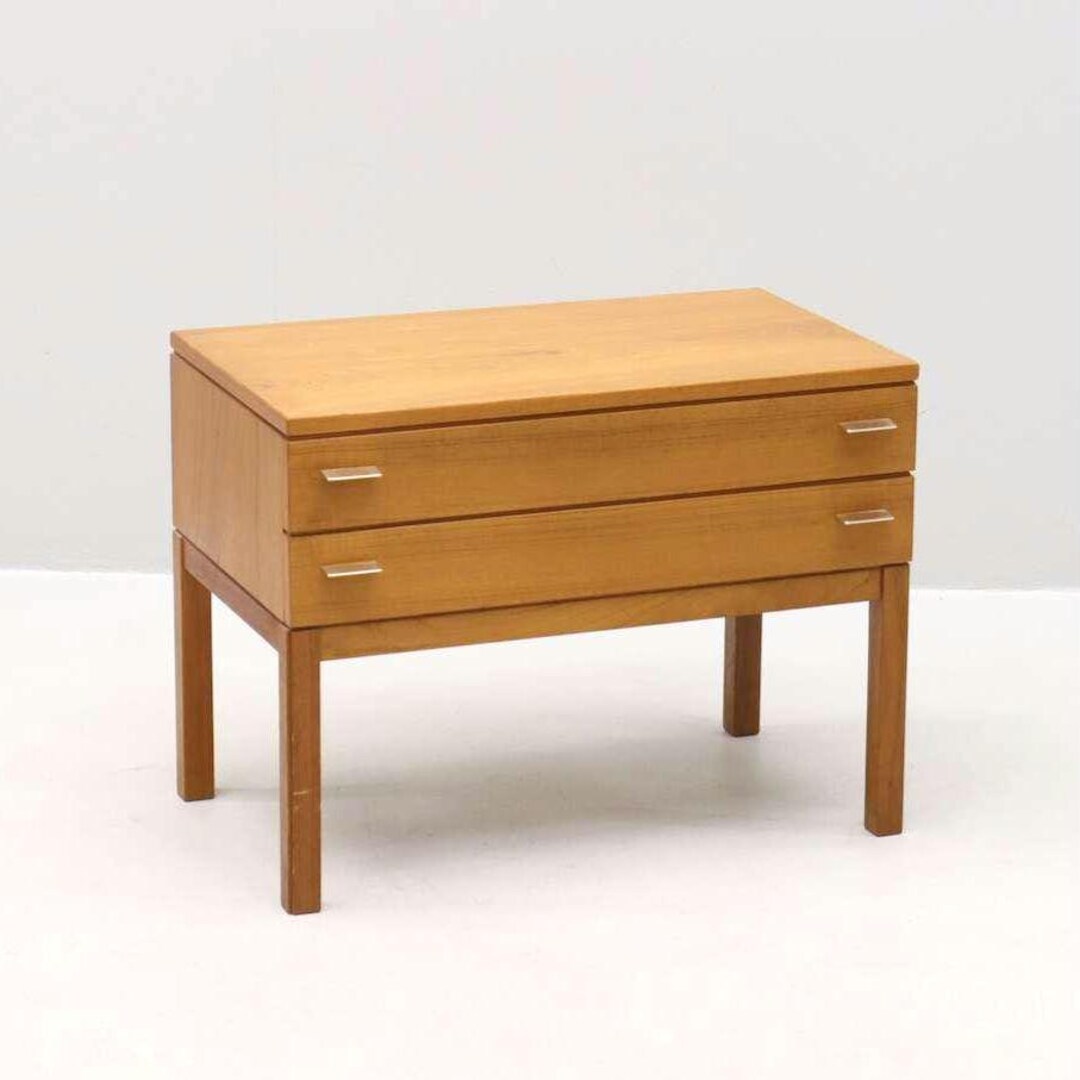 Scandinavian Teak Entryway Table With Drawers Mid Century Chest of ...