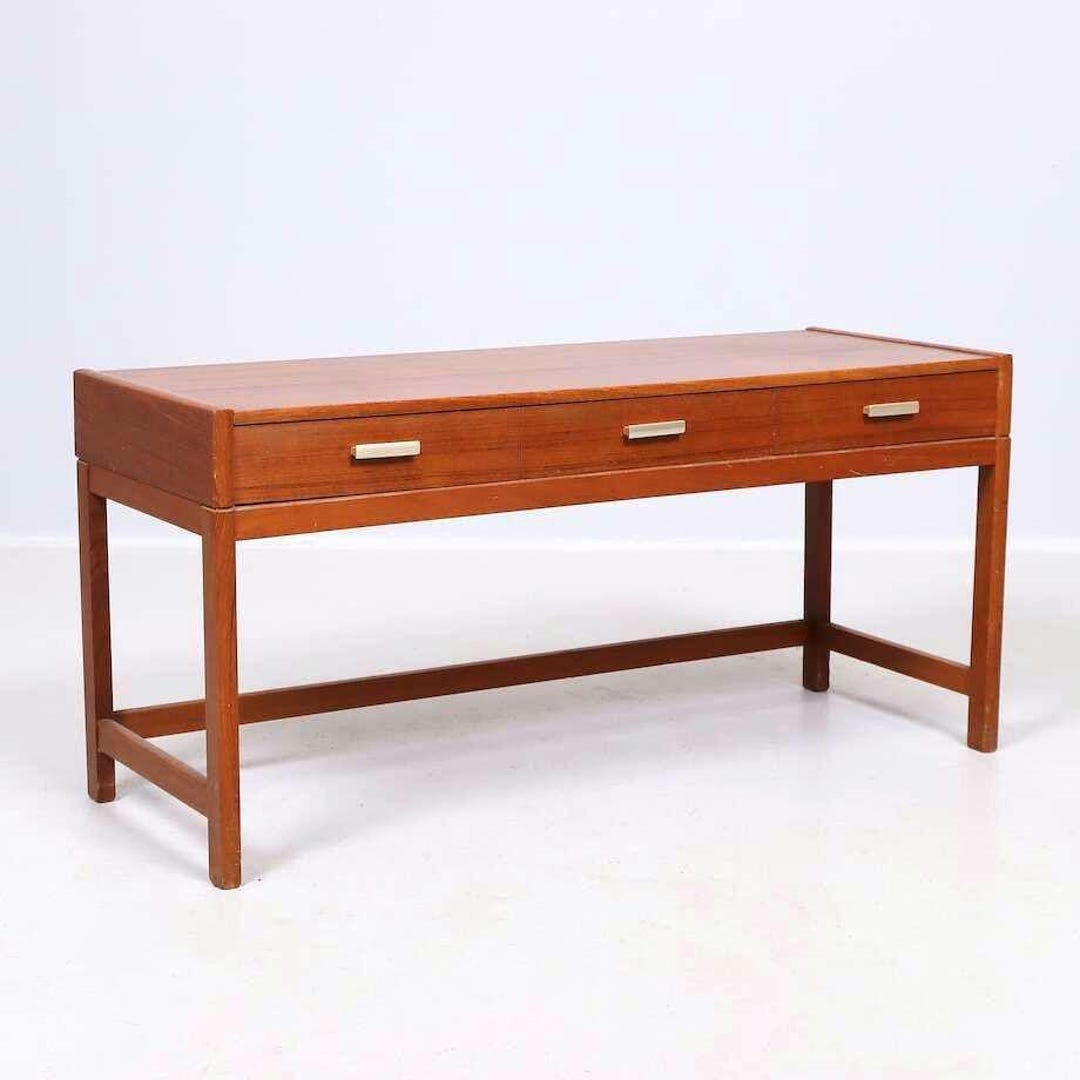 Mid Century Entry Table With Drawers Teak Vintage Console Table ...