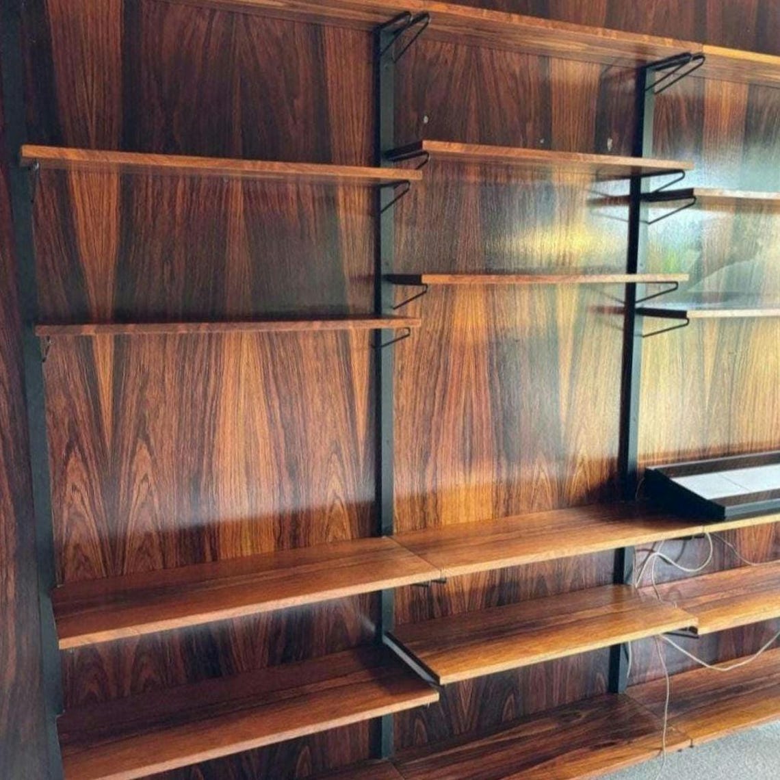 Danish Shelving Unit Mid Century Wall Unit Rosewood Shelving Unit Teak ...