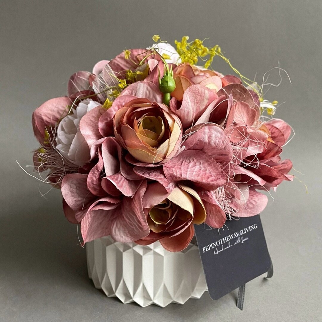 Silk Flower Arrangement — Handmade Flower Arrangement "bailee" — Long ...