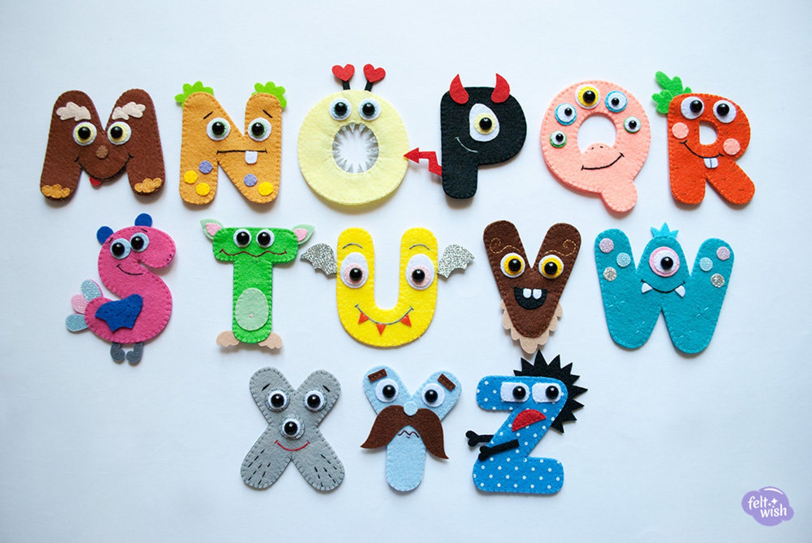 Monster Alphabet / Felt Alphabet / Felt Letters ABC / Letters Monsters ...